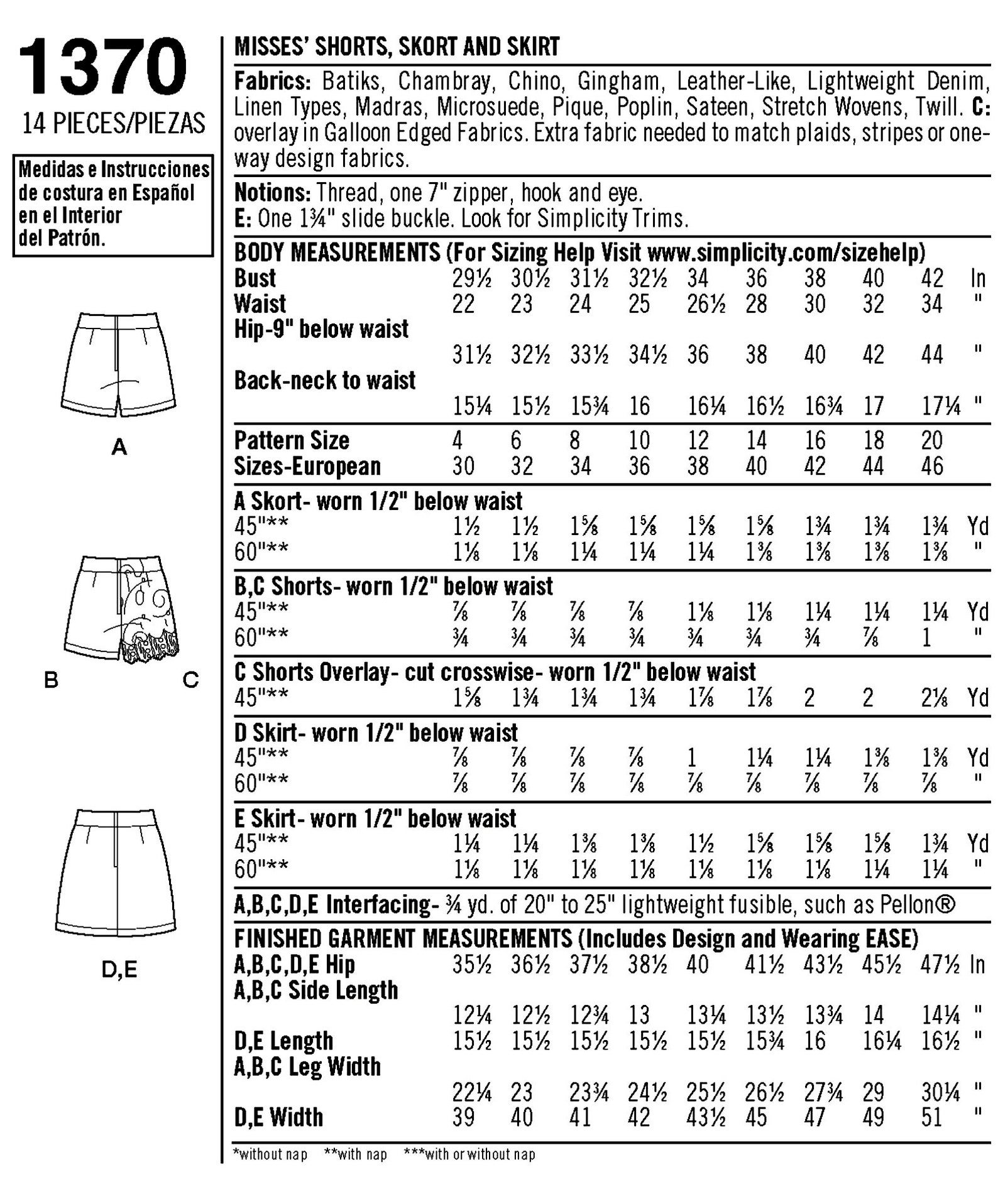 Sewing Pattern Misses Shorts Pattern, Skort Pattern, Skirt Pattern ...