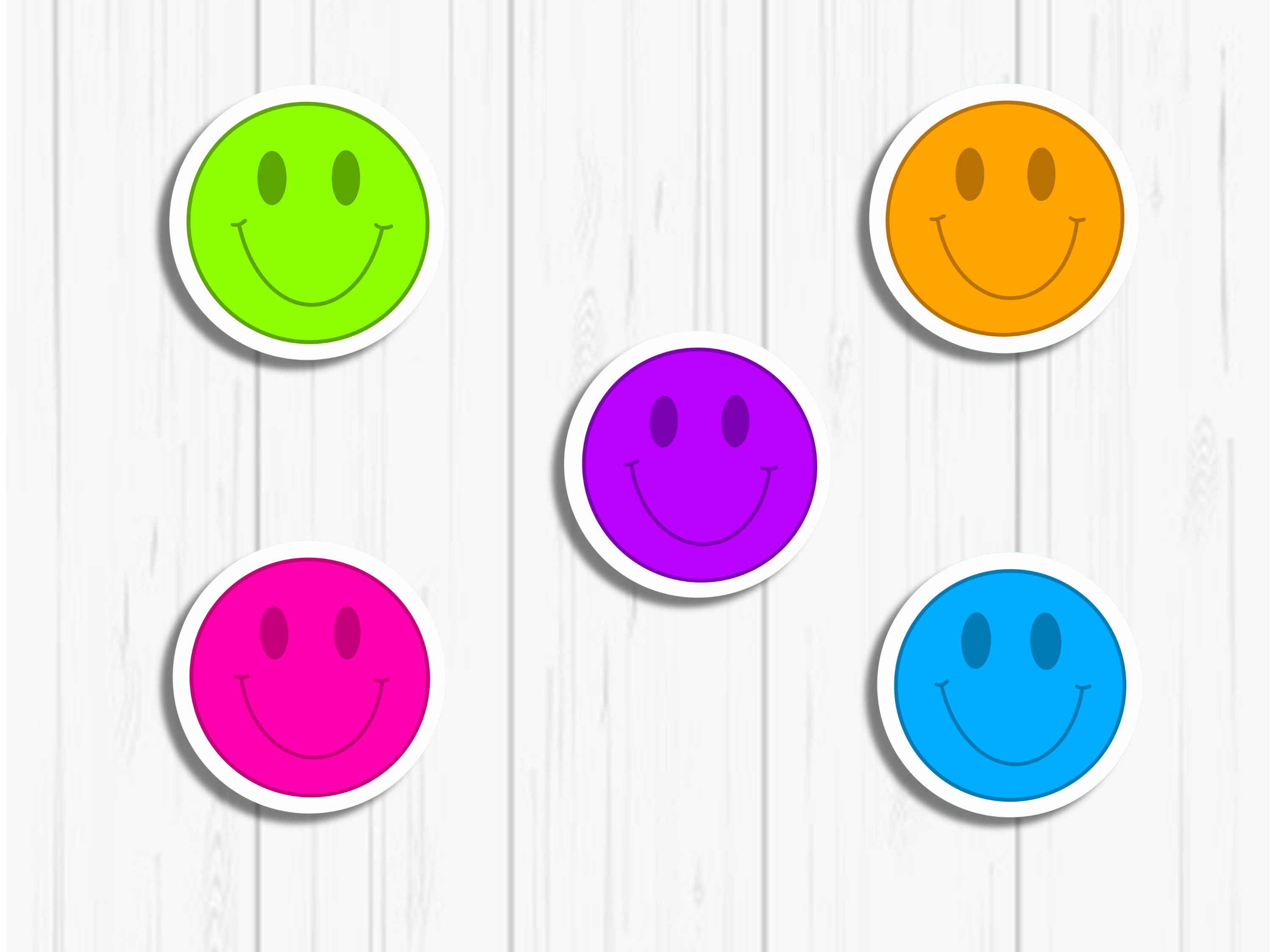 Neon Smiley Face Sticker Die Cut Vinyl Sticker, Cute Sticker, Laptop ...
