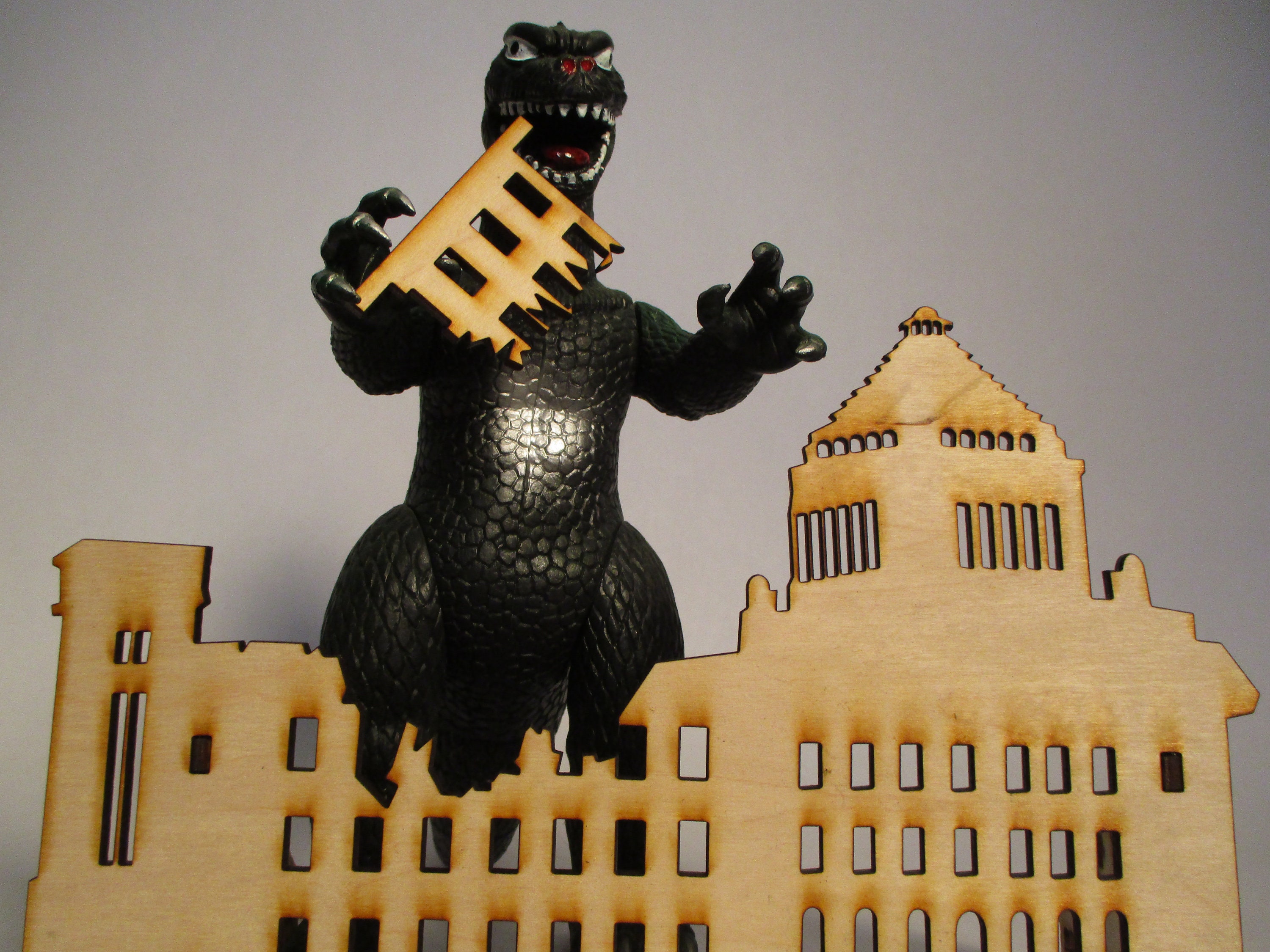 Laser Cut Your Own Godzilla Kaiju Display Crushed Buildings Tokyo - Etsy