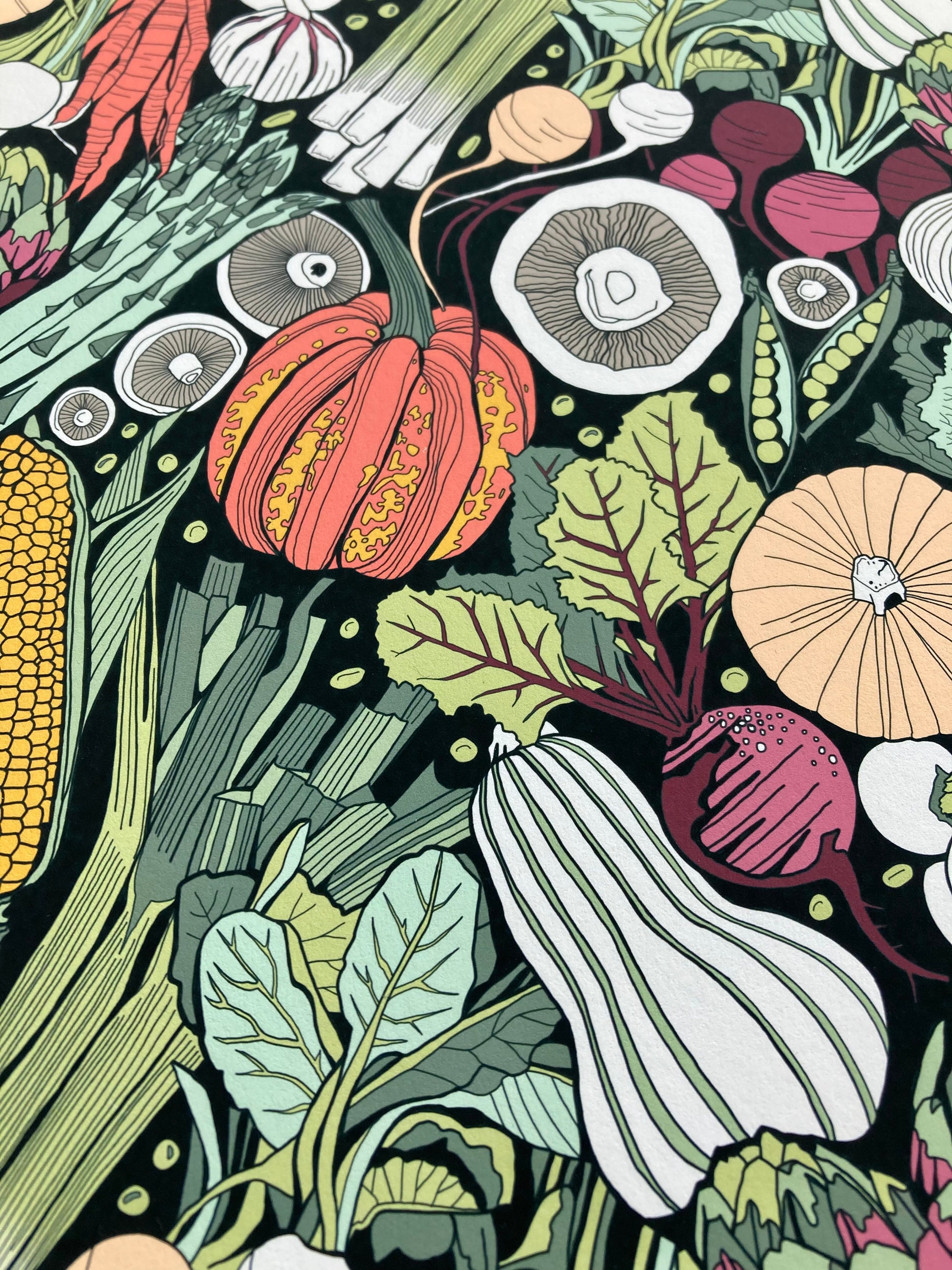 Vegetable Garden Print/ Vegetable Patch/ Harvest Pattern/ | Etsy UK