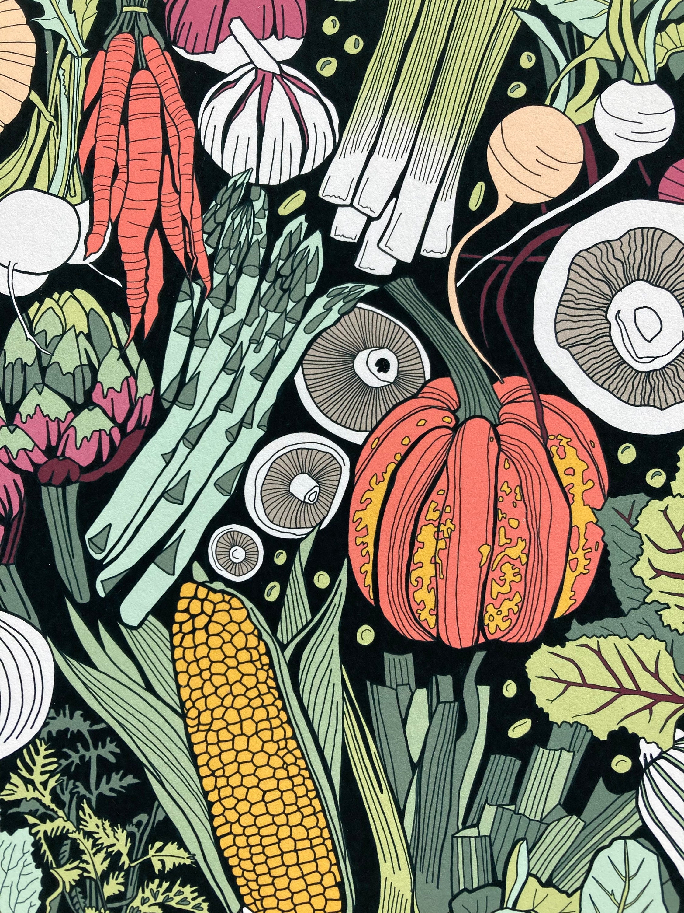 Vegetable Garden Print/ Vegetable Patch/ Harvest Pattern/ | Etsy UK