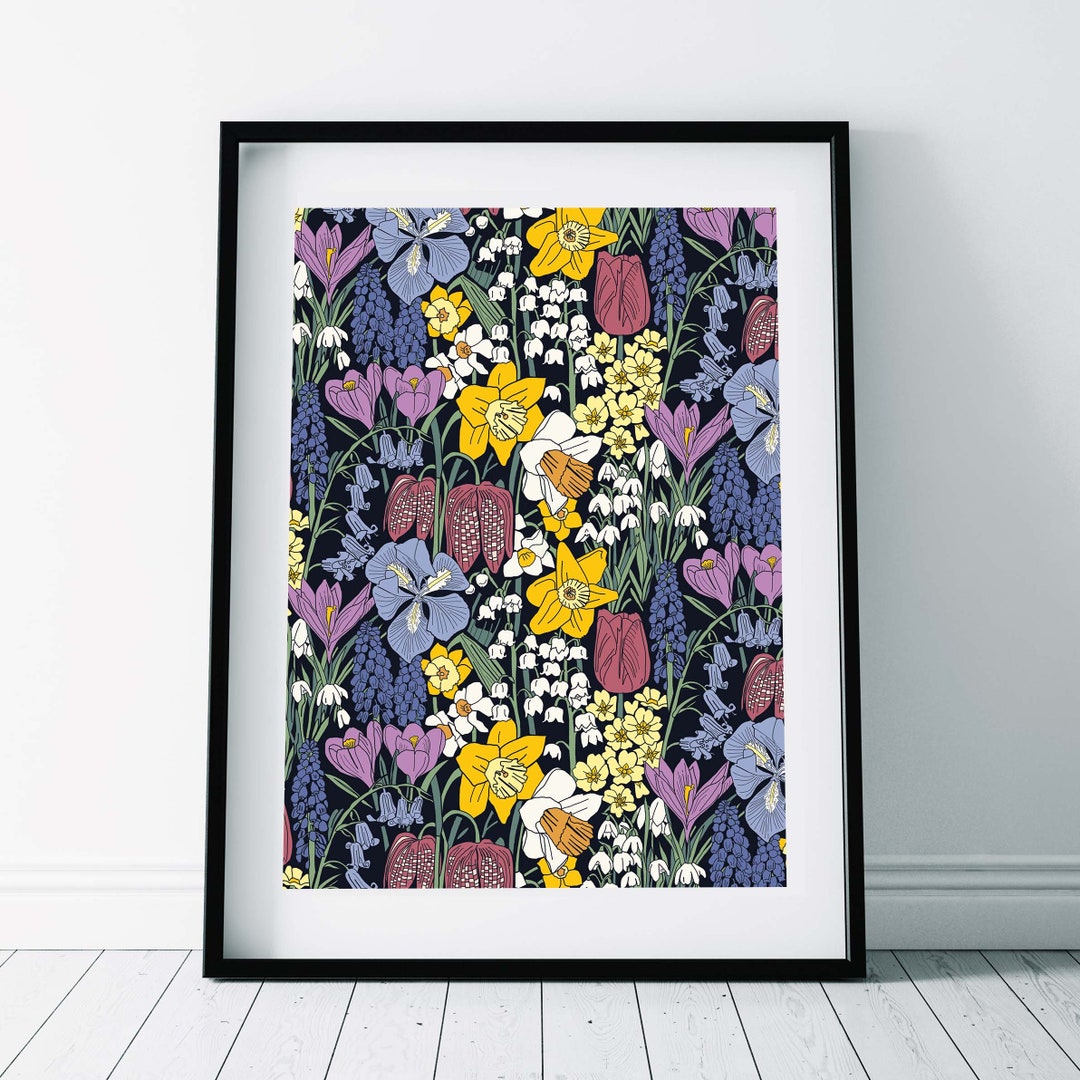 Spring Flowers Print/ Spring Pattern/ Floral Wall Art - Etsy