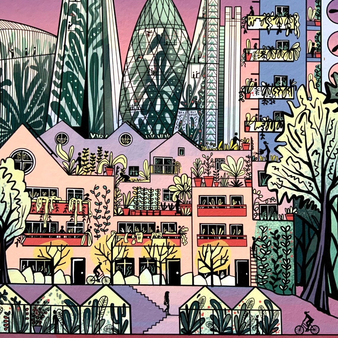 Green City London of the Future Print/ Futuristic Architecture Print ...