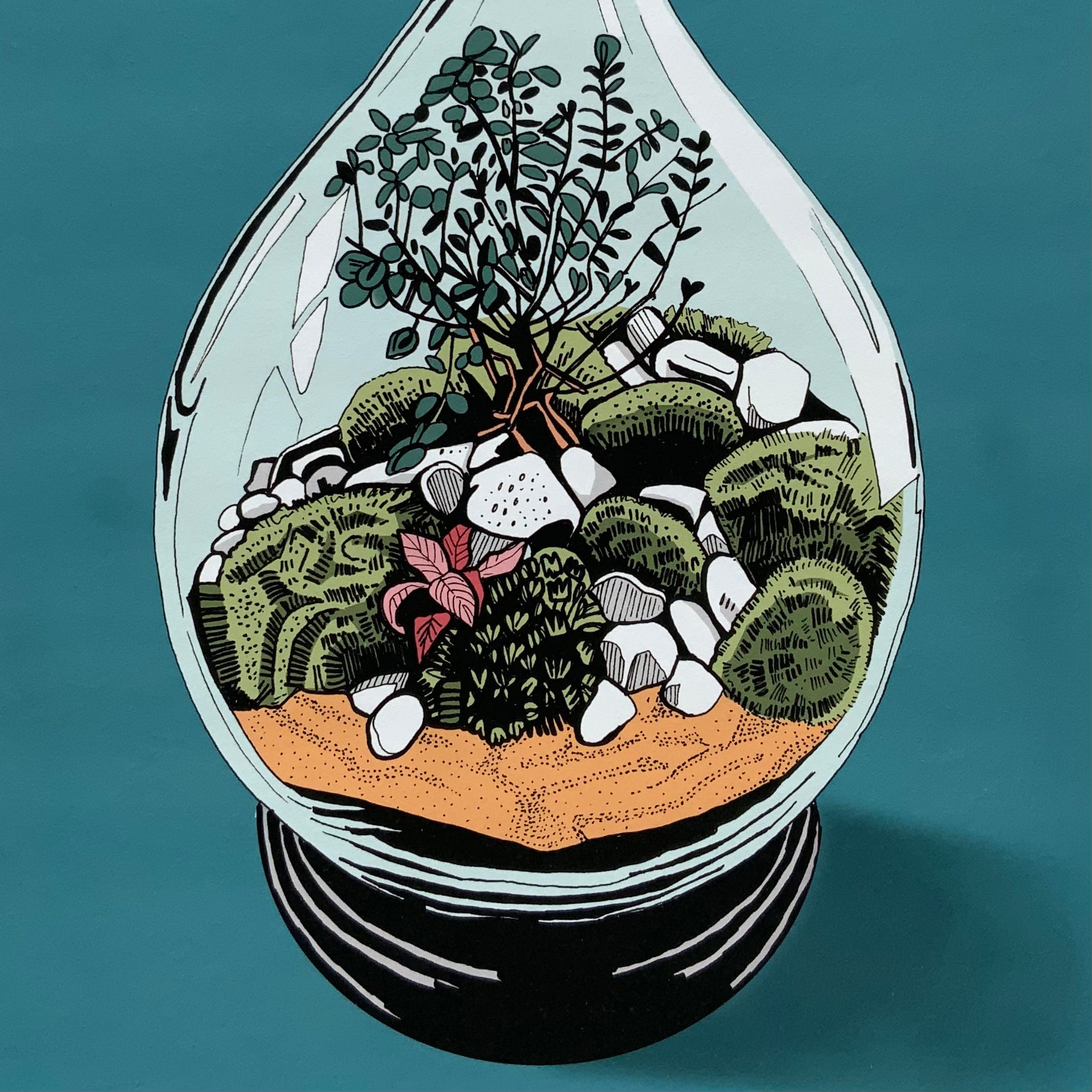 Bonsai Terrarium Print/ Giant Terrarium Poster/ Plant lover | Etsy