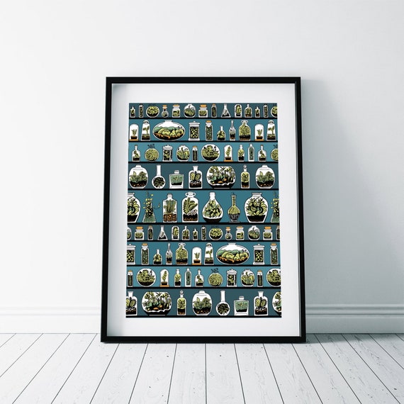Terrarium Bottles Print/ Terrarium Illustration/ Plant Poster/ | Etsy UK