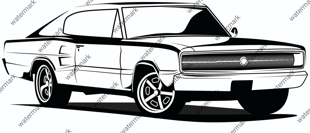Car 1966 Dodge Charger Fastback Png Illustration Vector Silhouette ...