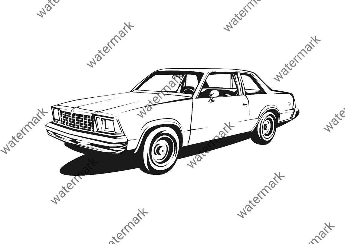 Car Chevy 1980 Chevrolet Malibu Png Illustration Vector Silhouette ...