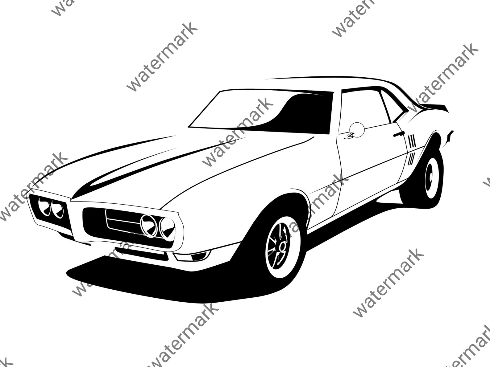 Car 1968 Pontiac Firebird Png Illustration Vector Silhouette Automotive ...