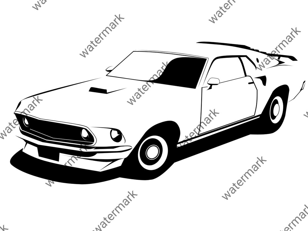 Car 1969 Ford Mustang Mach 1 Png Illustration Vector Silhouette ...
