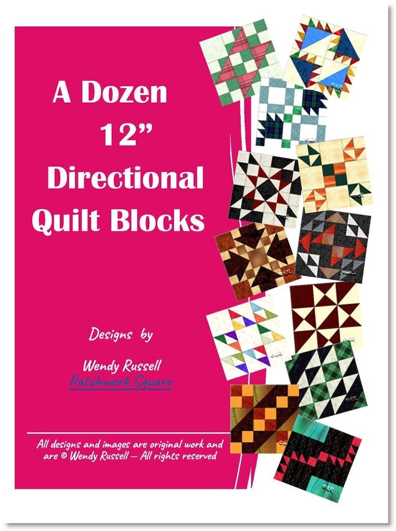 A Dozen 12" DIRECTIONAL Quilt Block Patterns - Etsy