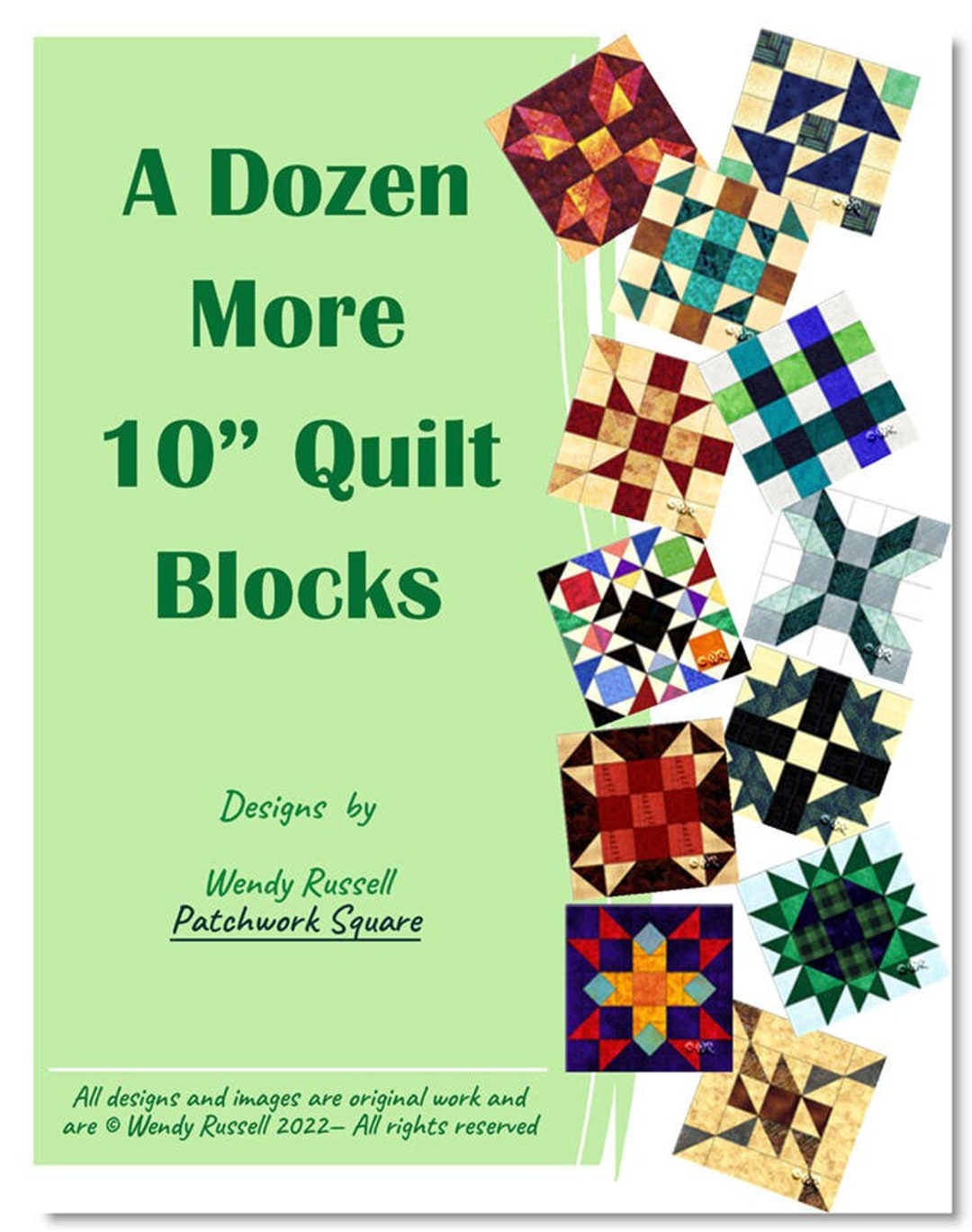 A Dozen More 10" Quilt Block Patterns - Etsy