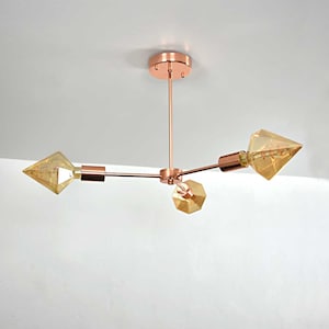 Three Spoke Flush Mount - Modern Ceiling Fixture - 3 Bulb Flush Light ...