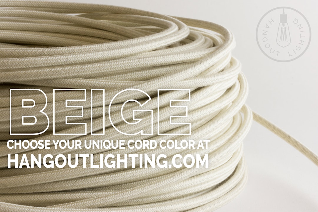 Beige Wire - Fabric Cord by the Foot - 18AWG - 2/18 Copper Lamp Wire ...