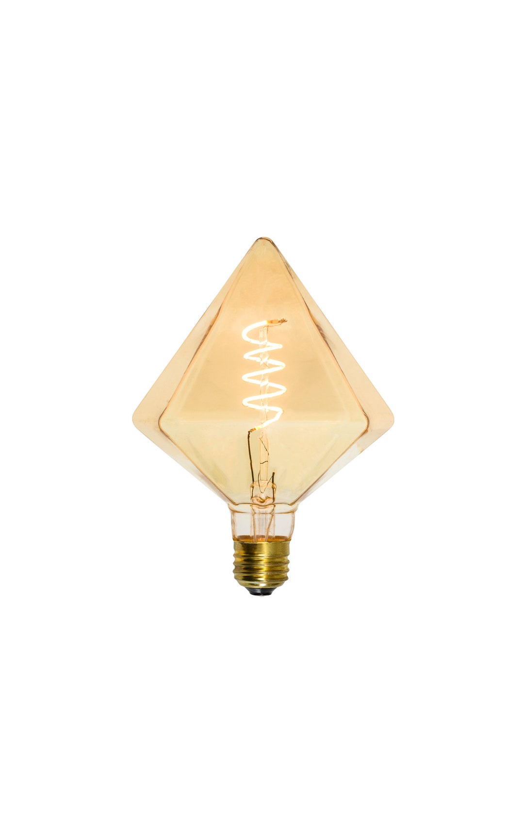 Diamond LED Bulb - Amber Light 2200K - E26 - 5 Inch Geometric Faceted ...