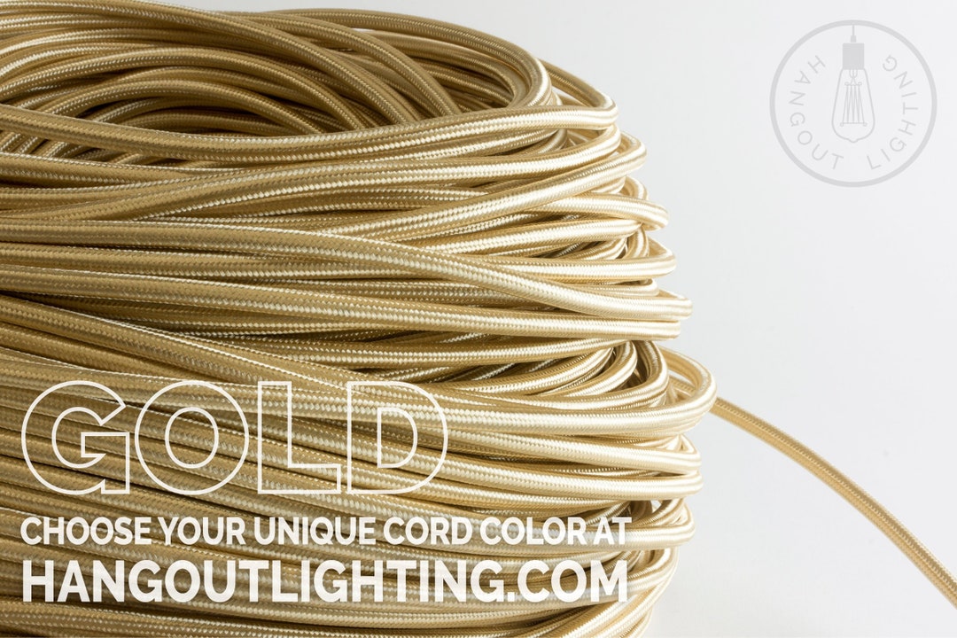 Gold Wire - Fabric Cord by the Foot - 18AWG - 2/18 Copper Lamp Wire ...