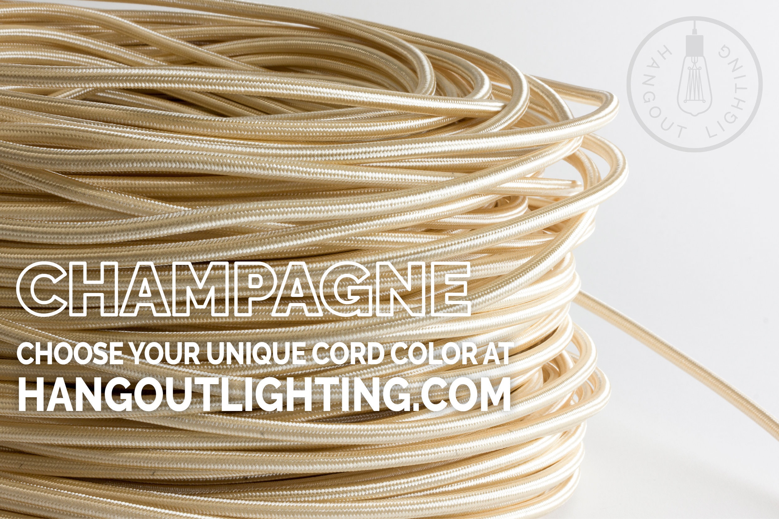 Champagne Wire - Fabric Cord by the Foot - 18AWG - 2/18 Copper Lamp ...