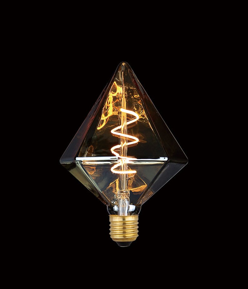 Diamond LED Bulb - Amber Light 2200K - E26 - 5 Inch Geometric Faceted ...