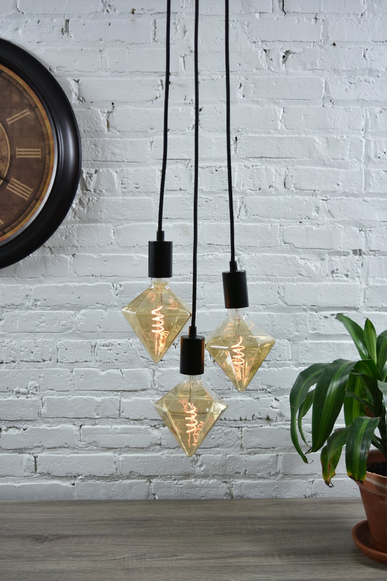 Diamond LED Bulb - Amber Light 2200K - E26 - 5 Inch Geometric Faceted ...