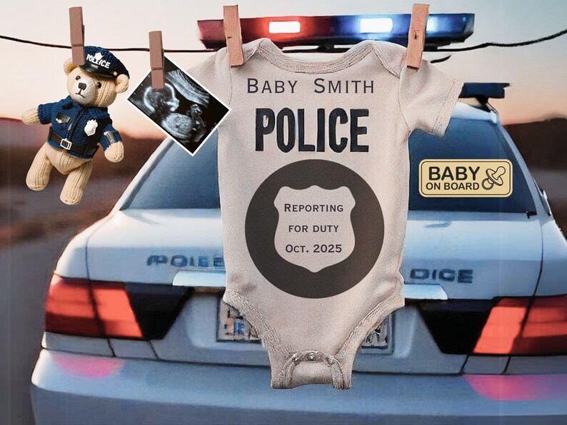 Pregnancy Announcement to Husband Police Car Cop Theme, Pregnancy ...