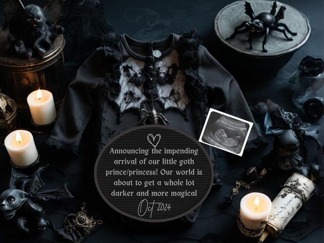 Goth Baby Pregnancy Announcement Digital Editable Templates Social ...
