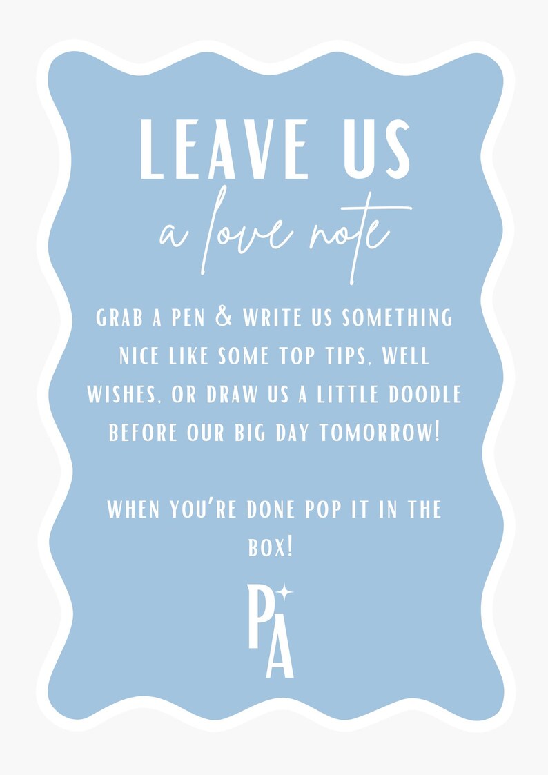 Wavy Border Sign Editable Template - Leave Us A Love Note Wedding/baby ...