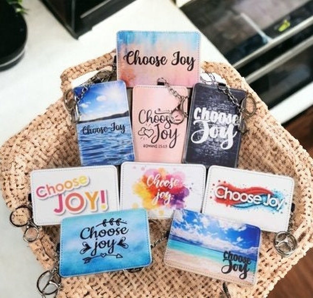 CHOOSE JOY, Polyleather Card Case, Credit Card Holder, Key Chain, Money ...