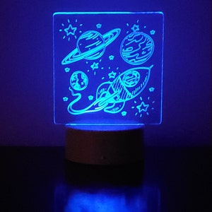 Outer Space LED Night Light, Stars, Galaxy, Planets, Space Ship, Milky ...