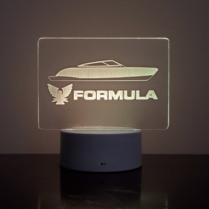 Formula Boat LED Light, Boat Gift, Acrylic Plaque, Engraved Gift, Lake ...