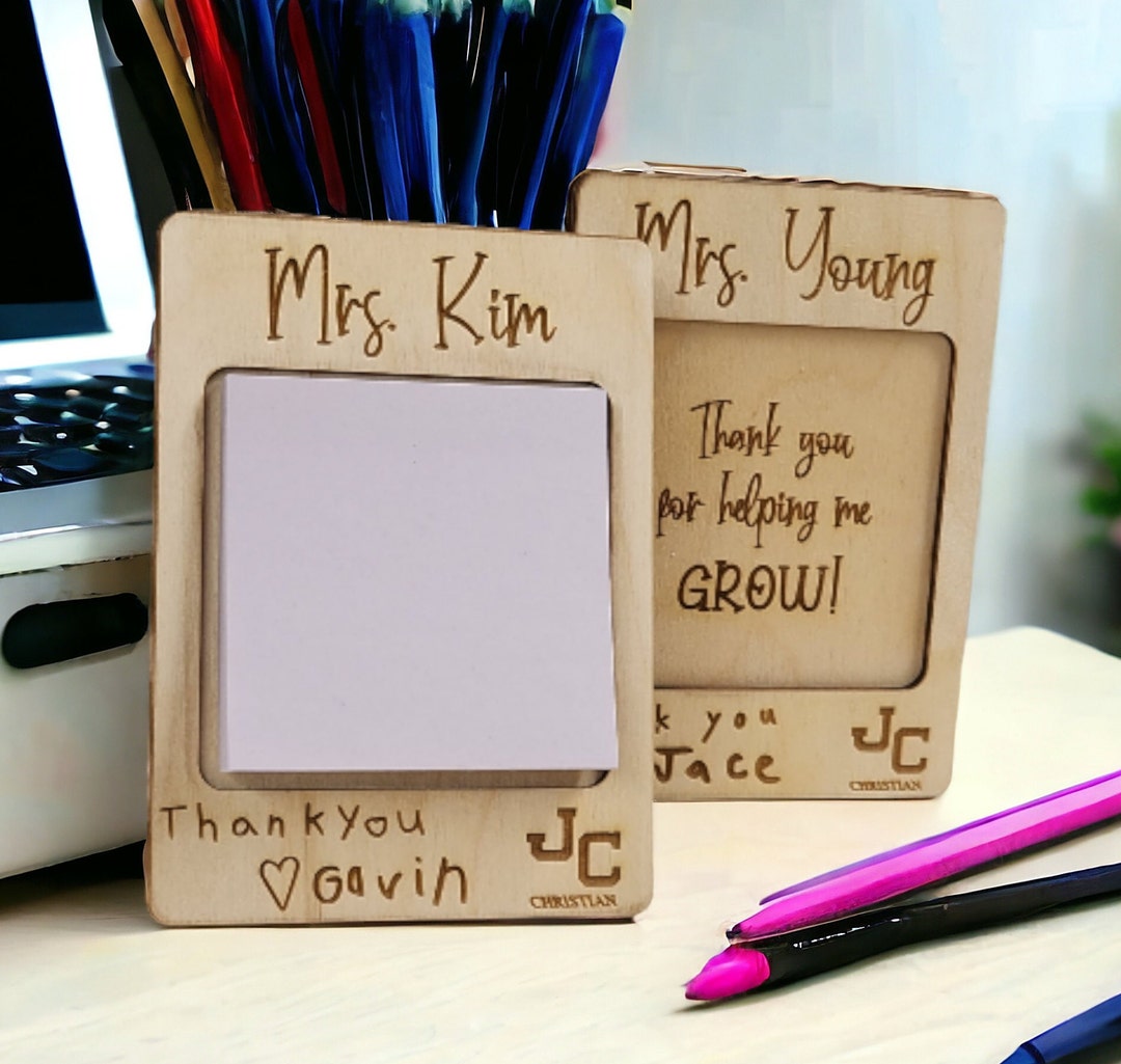 Teacher Appreciation Gift, Note Pad Holder, Engraved Handwriting ...