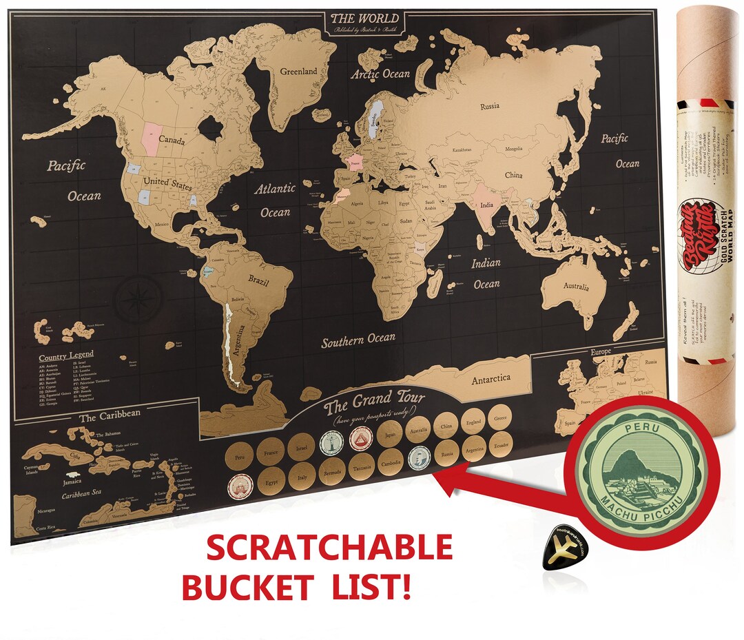 Scratch off World Map Poster, Travel Journal as Travel Decor / Carte Du ...