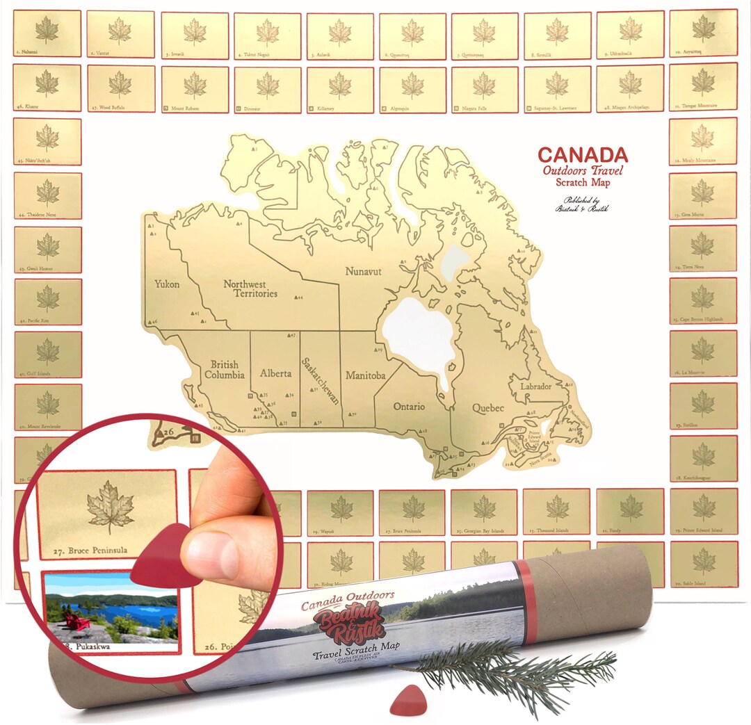 Canada Scratch Map Poster - A Travel Gift Canada Parks Journal for ...