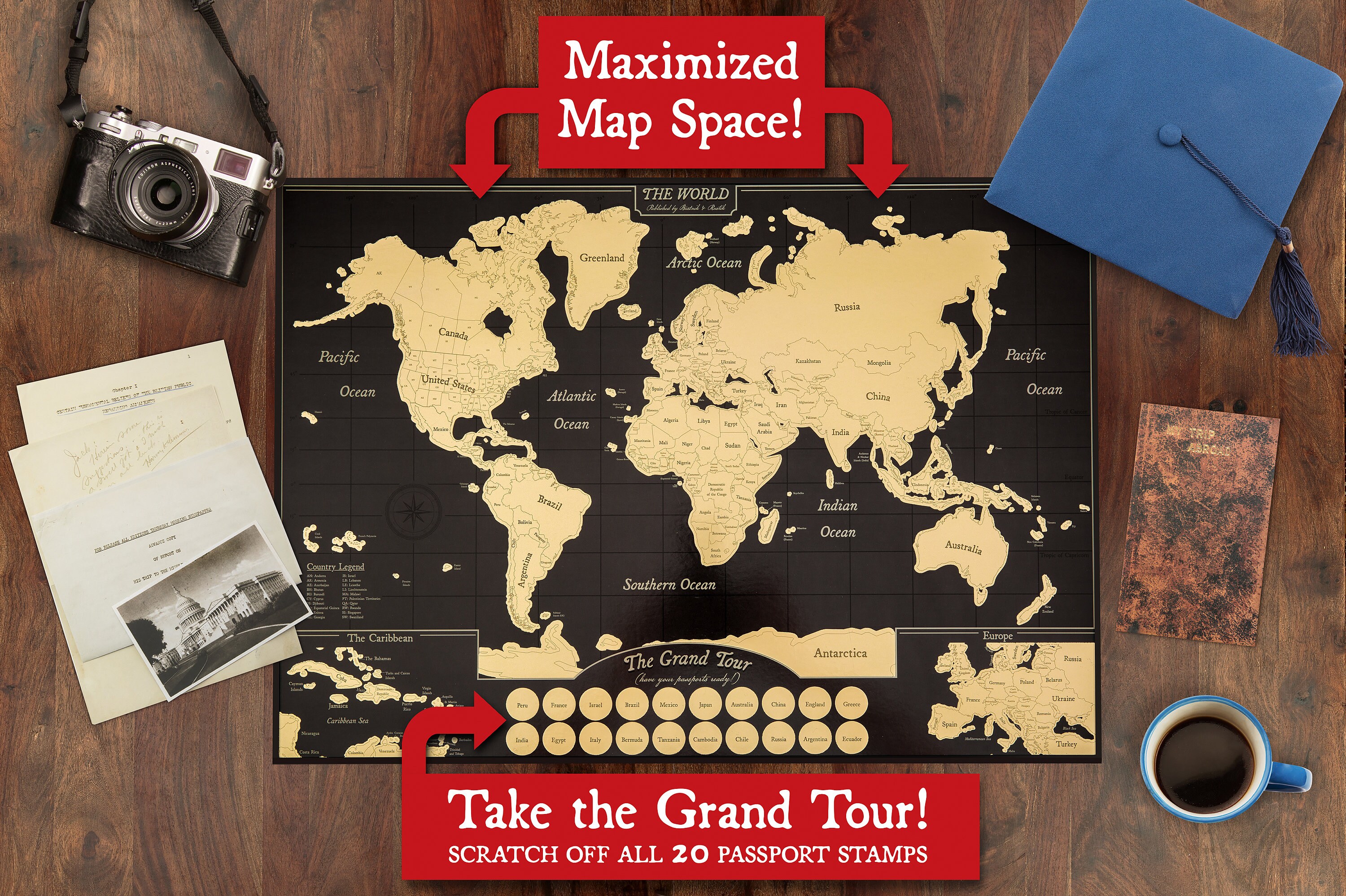 Scratch off World Map Poster, Travel Journal as Travel Decor / Carte Du ...