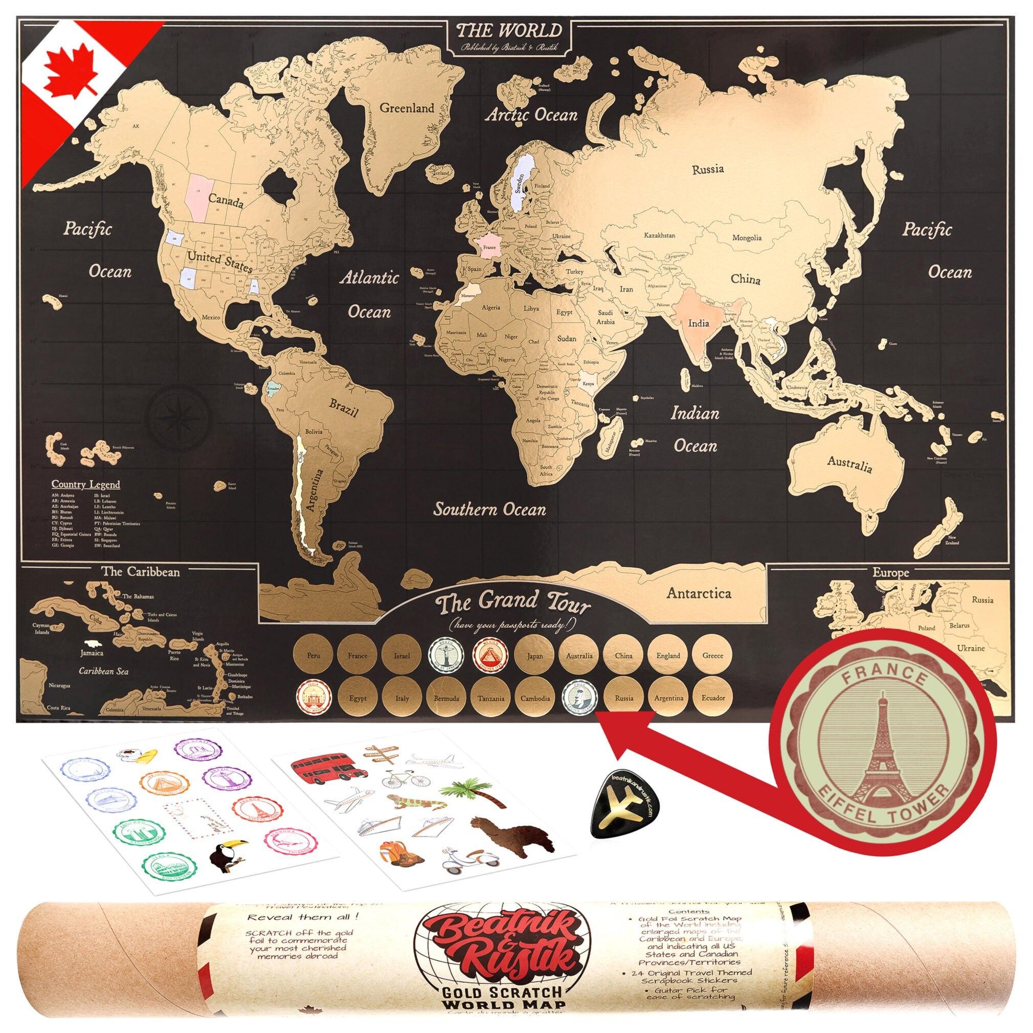Scratch Map World Poster, Travel Journal Scratch off / Carte Du Monde à ...
