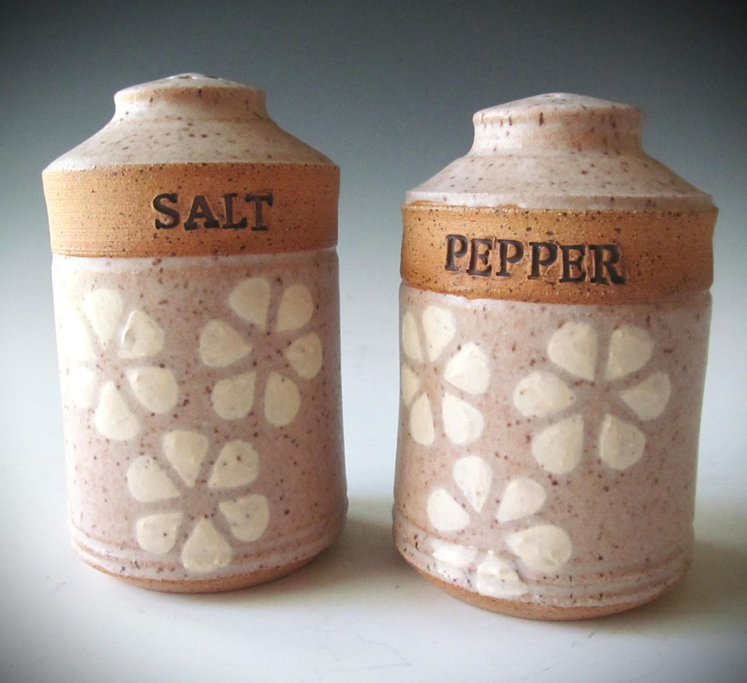 Salt and Pepper Shakers Handmade Stoneware One of a Kind - Etsy