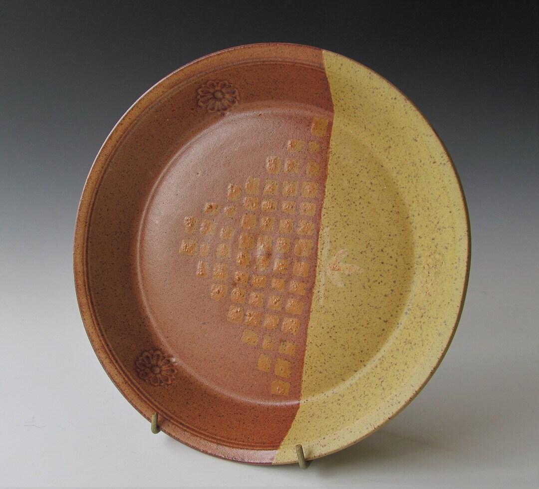 Large Pie Plate Handmade Stoneware One of a Kind - Etsy