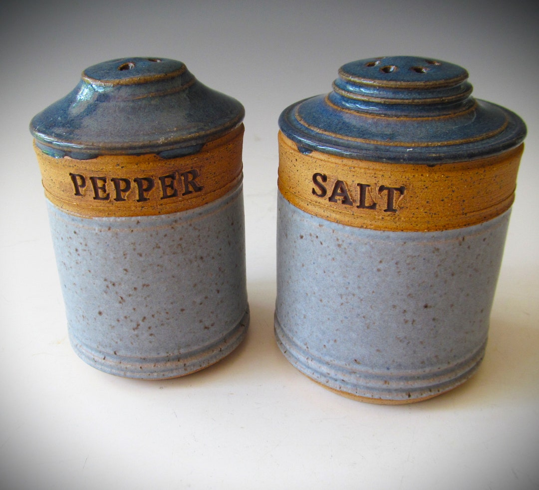 Ceramic Pottery Stoneware Handmade Wheel-thrown Salt and Pepper Shakers ...