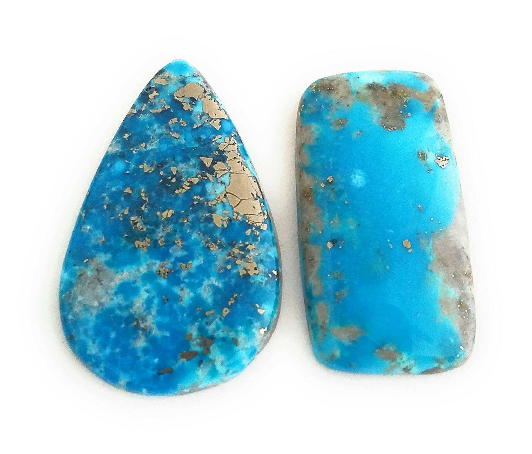 2 Pcs 100% Genuine Persian Turquoise Cabochons 34-38mm - Etsy