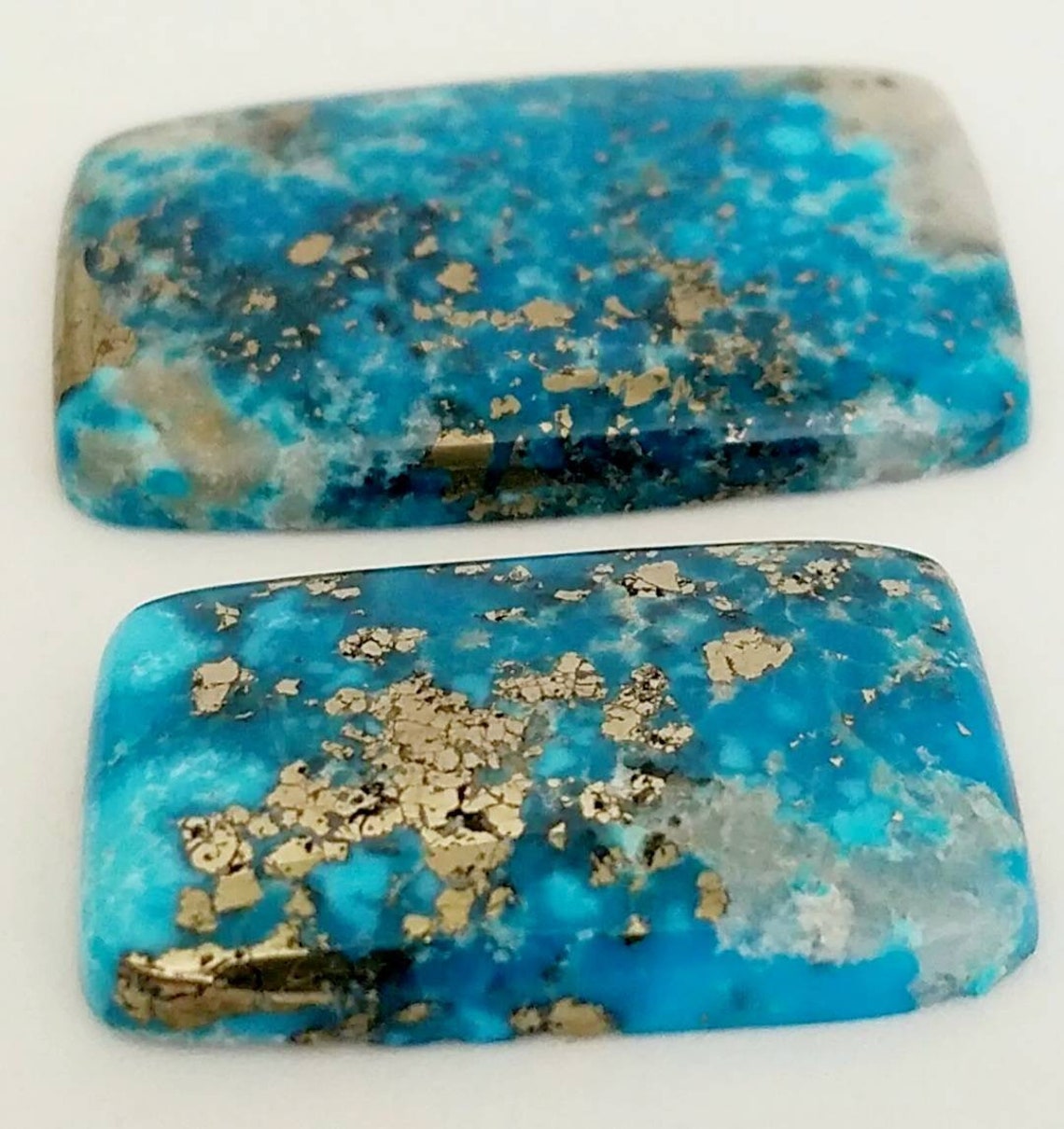 2 Rectangular 100% Genuine Turquoise Cabochons 30.5-37mm - Etsy