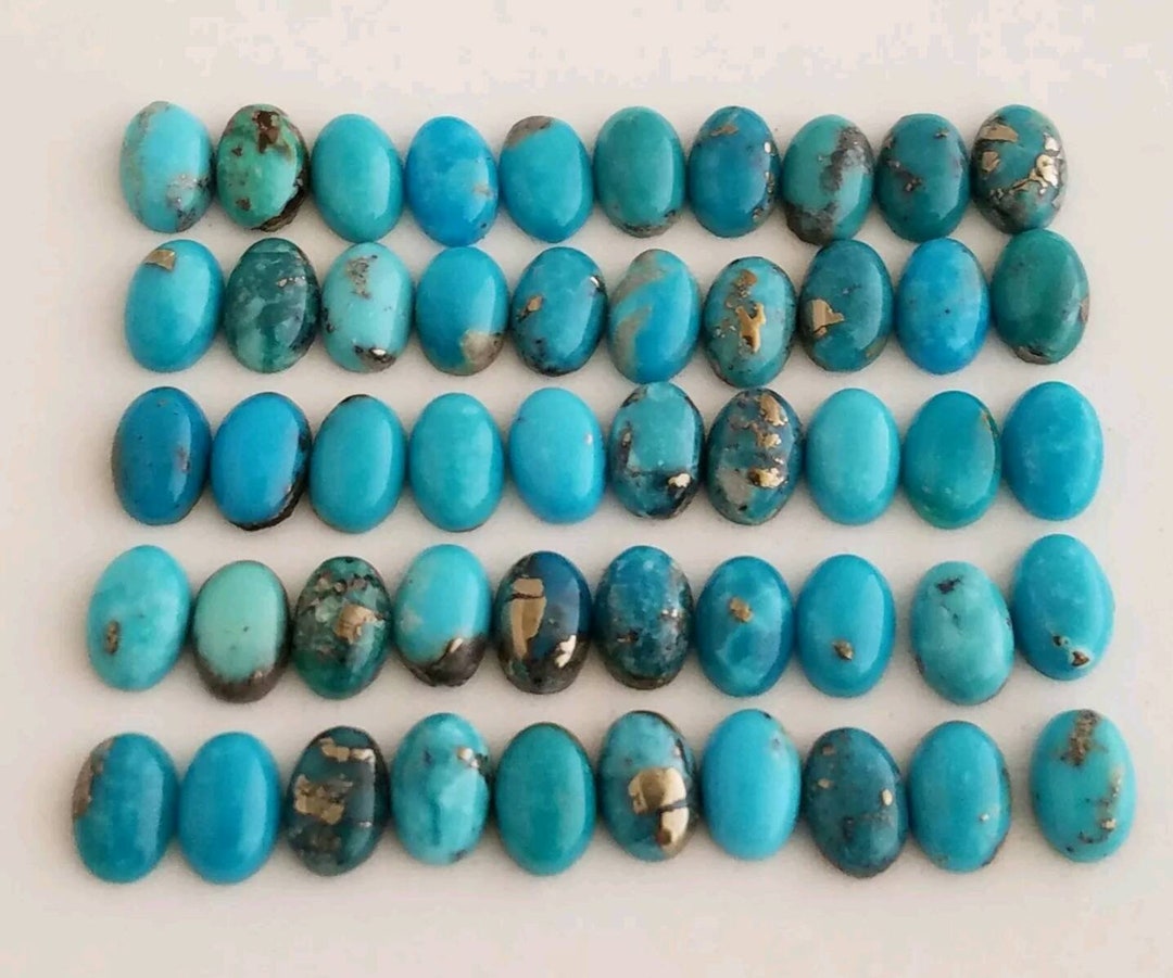 50 Oval Shaped 100% Genuine Turquoise Cabochons 4x6mm - Etsy