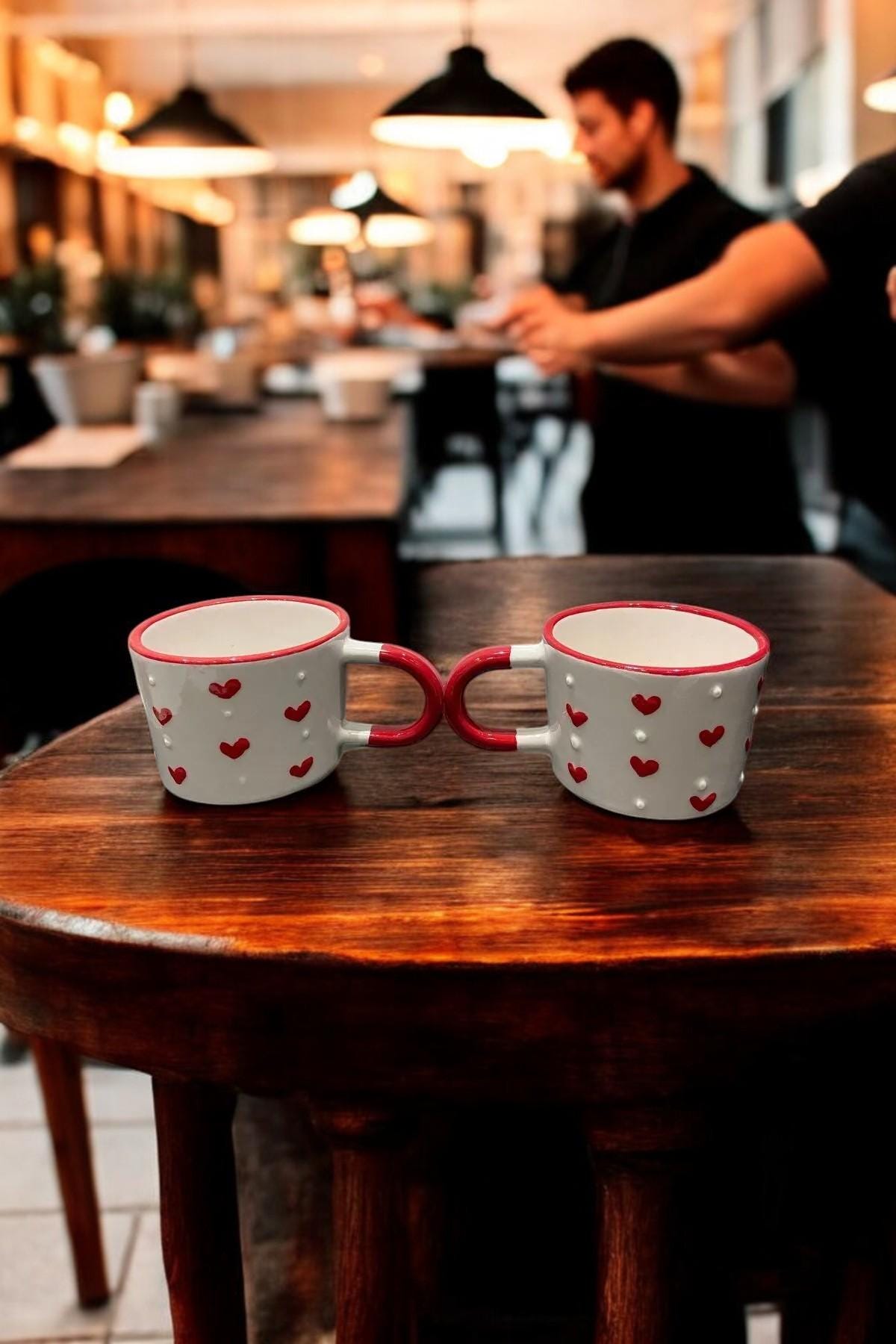 Handmade Heart Ceramic Mug Set: Romantic Pottery Gift - Etsy