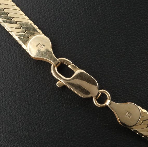 14K Yellow Gold Herringbone Chain Necklace - Gem