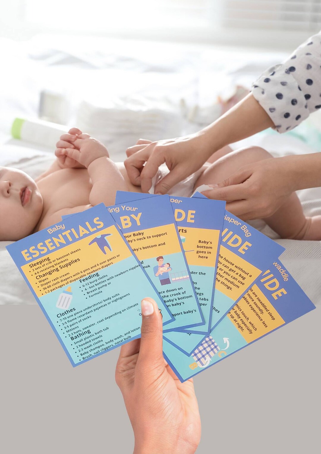 Printable Dad and Baby Care Reference Cards, New Parent Tips, New Dad ...