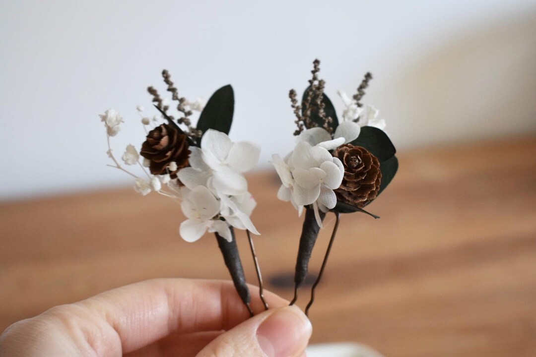Hydrangea and Eucalyptus Winter Hair Pins - Etsy