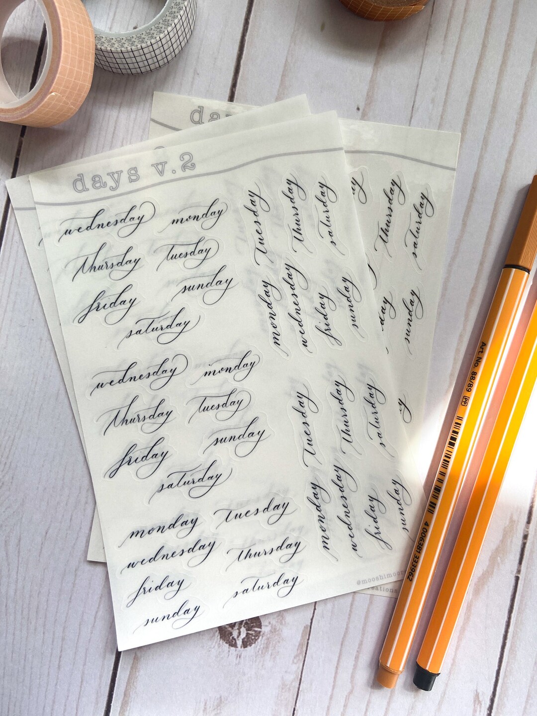 Hand Written Days of the Week Script Days of the Week Days - Etsy