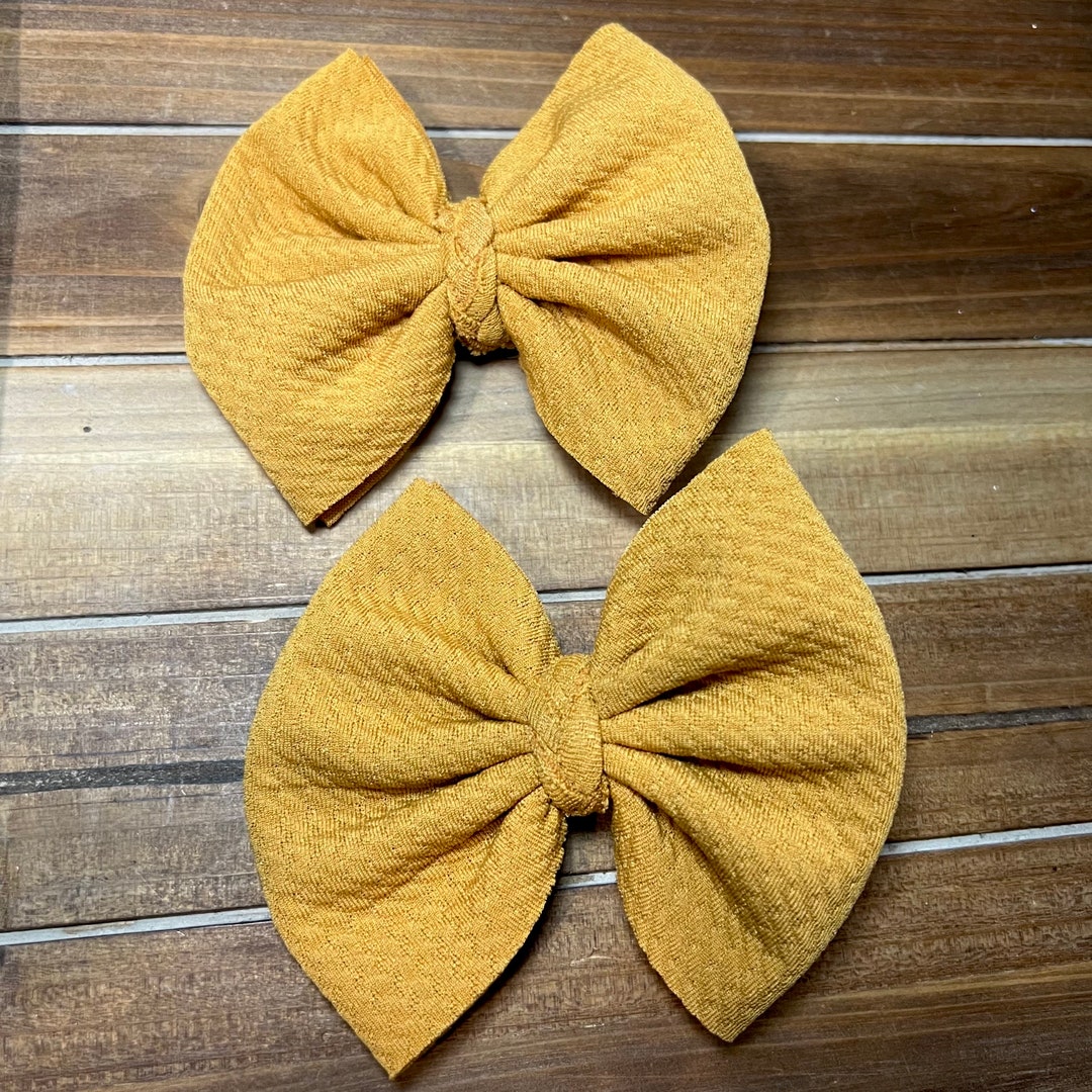 Textured Bows Mustard Bows Yellow Bows Bows Hair - Etsy