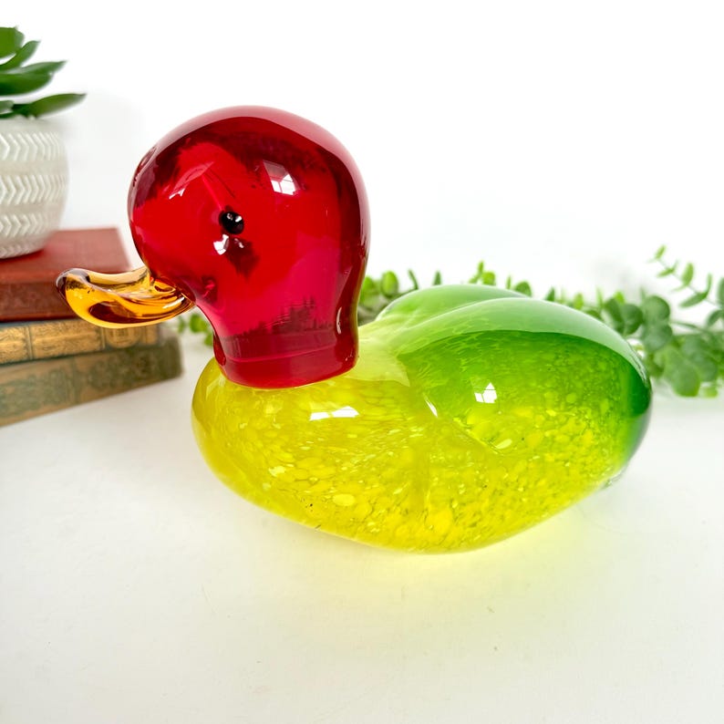 Vintage Crystal Art Glass Mallard Duck Figurine Paperweight Fifth ...