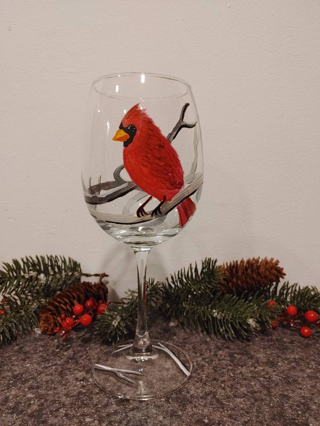 Cardinal Wine Glass, Winter Wine Glass, Christmas Gift - Etsy