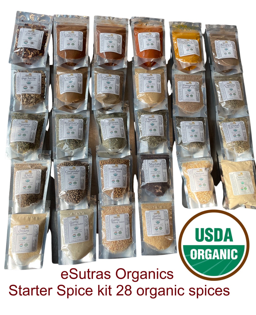 ORGANIC SPICES Starter Set USDA Certified 28 Spice Set for Herbs Baking ...