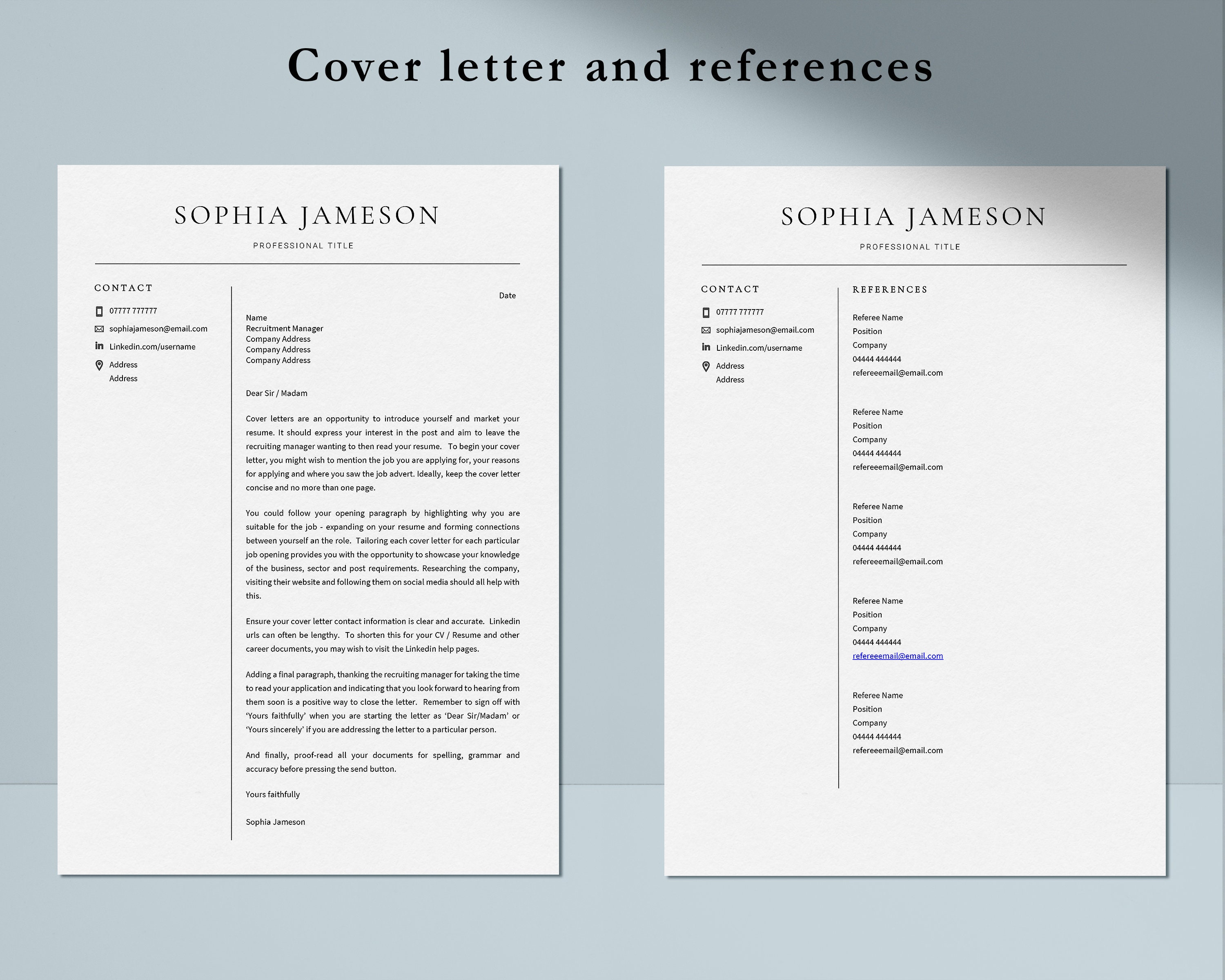 CV Template for Word Resume Template for Word Curriculum - Etsy UK