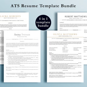 ATS Friendly Resume Template Bundle, ATS CV Template Word, Simple ...